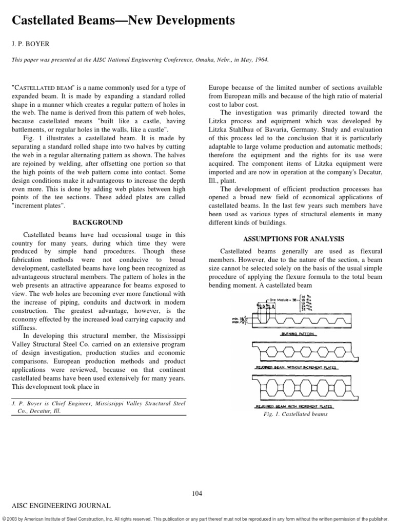 Castellated Beams - New Developments | PDF | Beam (Structure) | Bending