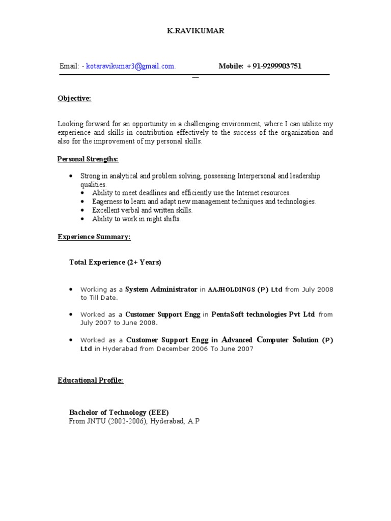 Ravi Resume | PDF | Computer Network | Microsoft Windows