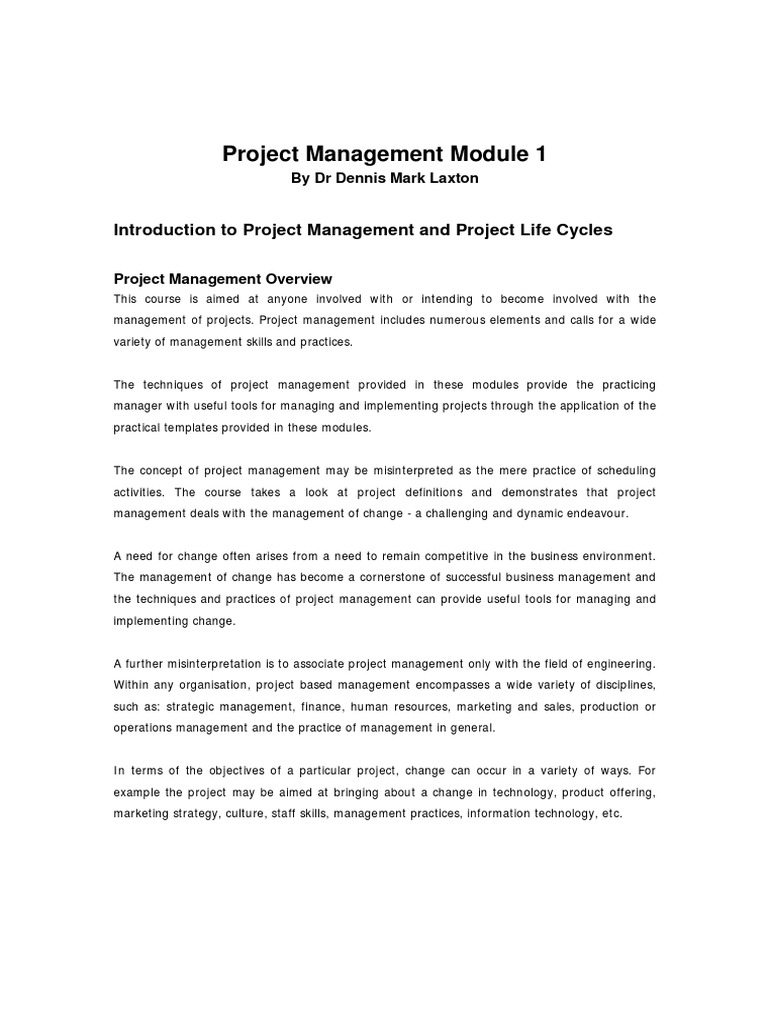 Project Management Module 1 | PDF | Project Management | Feasibility Study