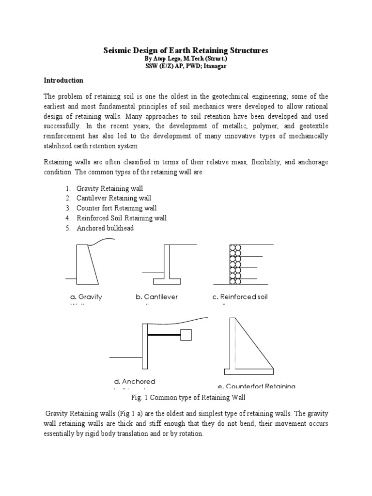 Seismic Design and Construction of Retaining Wall | PDF | Classical Mechanics | Physical Quantities