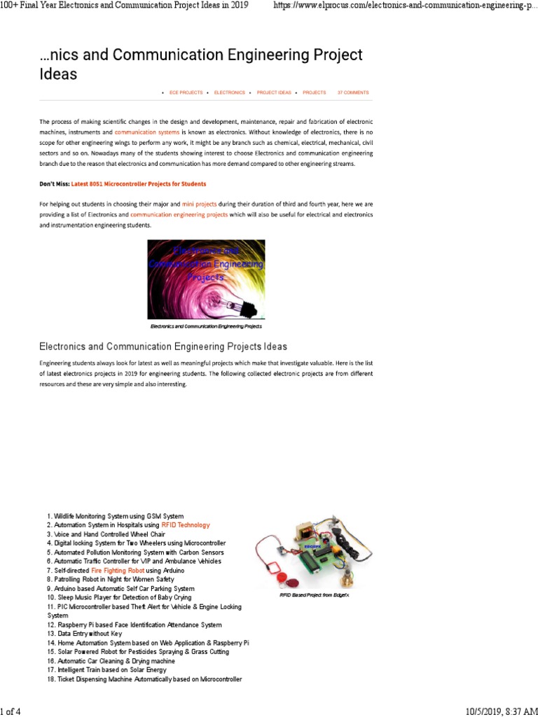 Electronics and Communication Engineering Projects Ideas | PDF ...