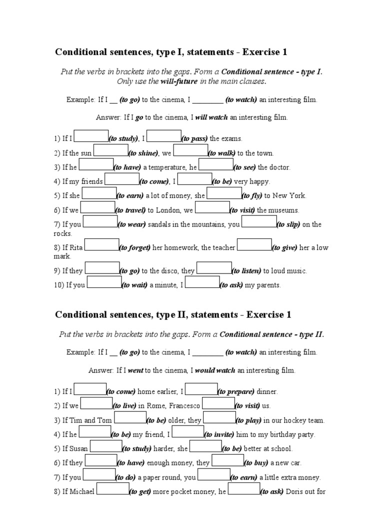 Conditional Sentences Exercises | PDF | Sentence (Linguistics) | Linguistics