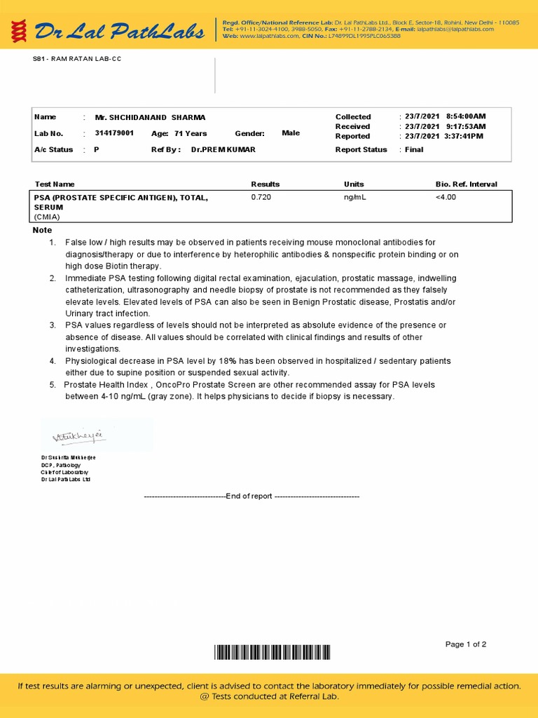S81 - Ram Ratan Lab-Cc: DR Sushrita Mukherjee DCP, Pathology Chief of ...