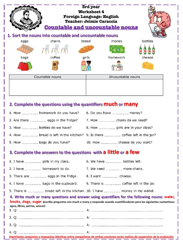 Count - Uncount Worksheet 4 | PDF