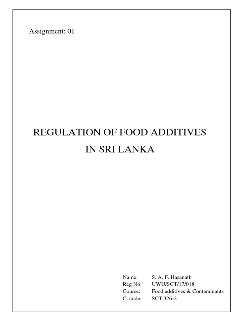 Regulation of Food Additives in Sri Lanka | PDF | Foods | Packaging And ...