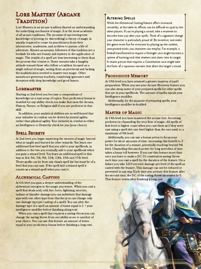 Lore Mastery: Arcane Tradition Guide | PDF | Science | Science And ...