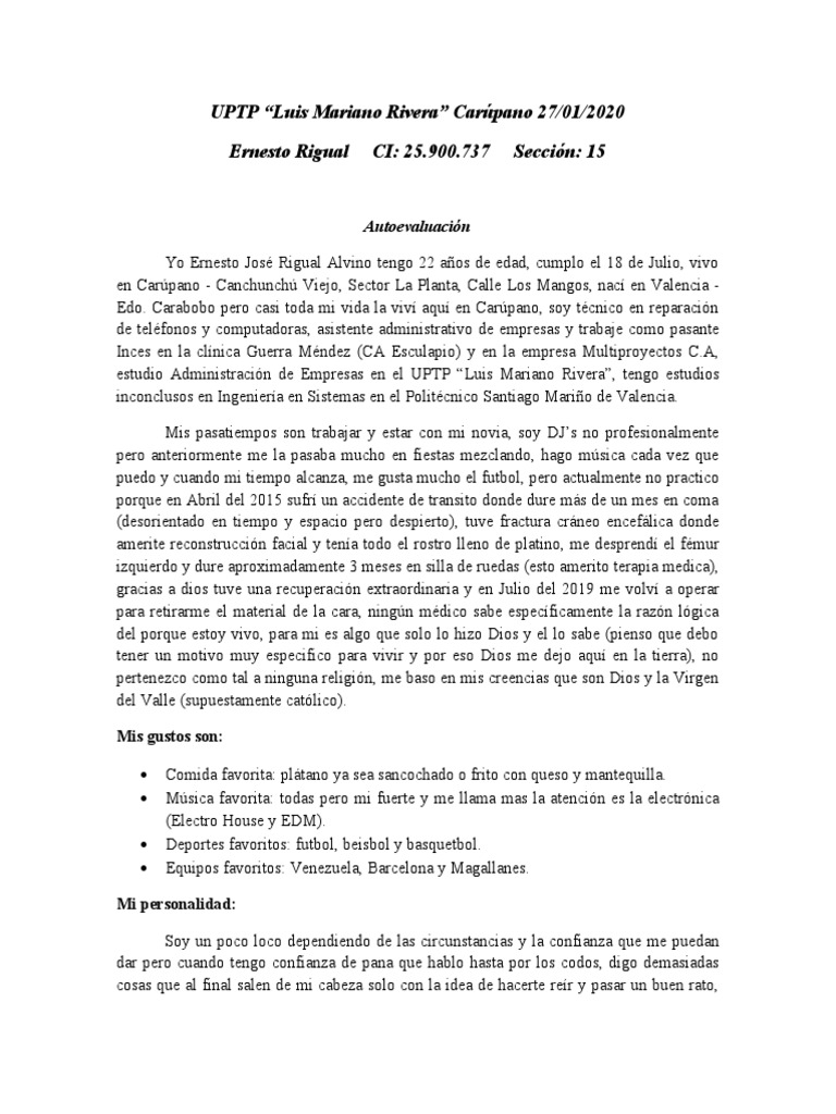 UPTP - Desarrollo Integral (Autoevaluación) | PDF | Entretenimiento ...
