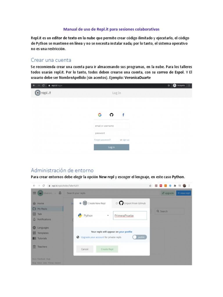 Manual para Usar Repl | PDF | Usuario (informática) | Archivo de ...