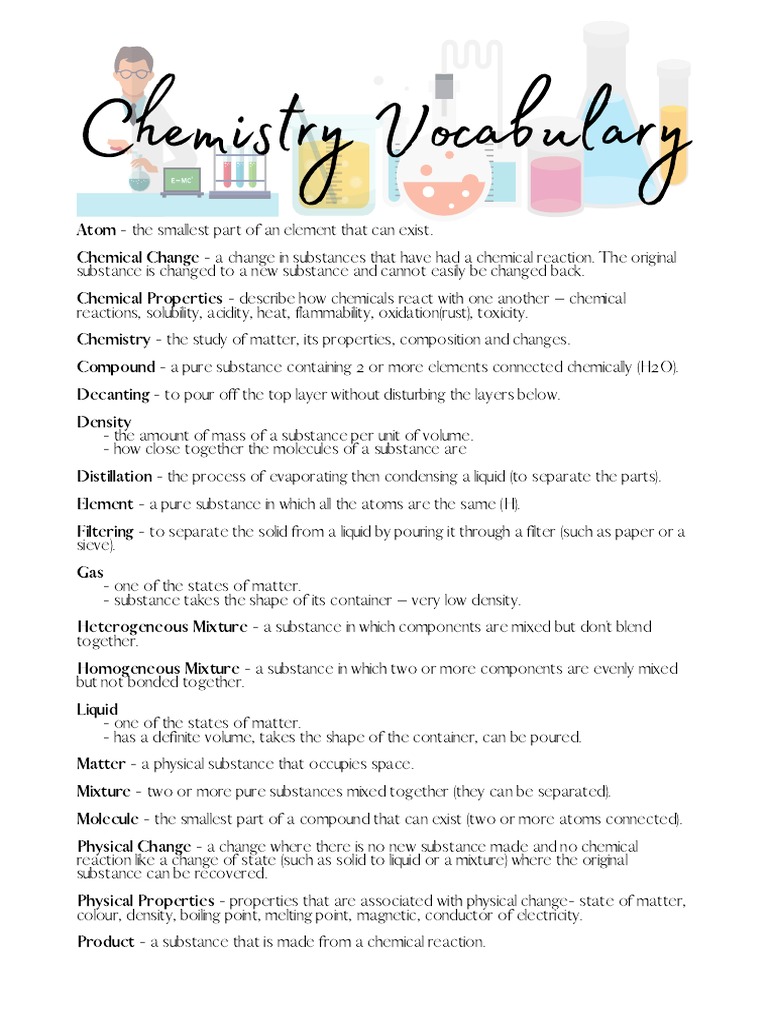 Chemistry Vocabulary-1 | PDF | Solution | Chemical Substances
