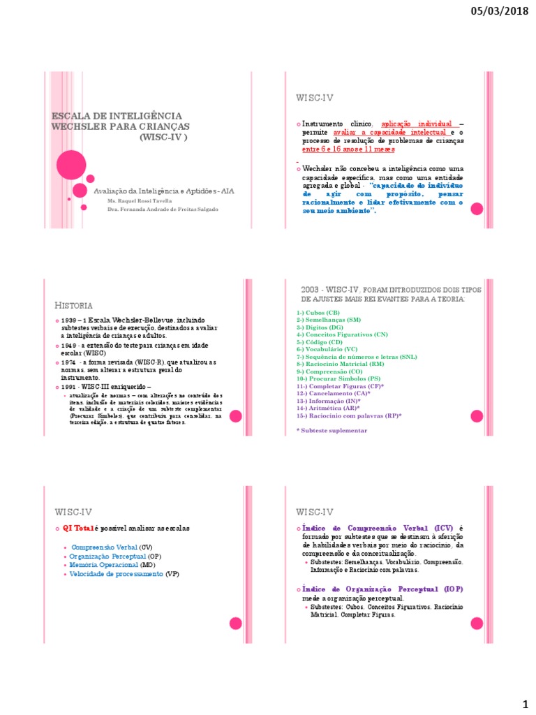 WISC-IV - ESCALA DE INTELIGÊNCIA WECHSLER PARA CRIANÇAS - para Alunos ...