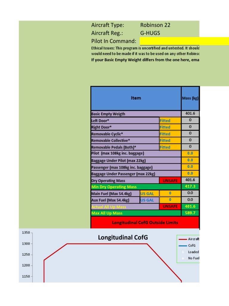 Robinson 22 Mass and Balance Calculator | Aerospace | Vehicles