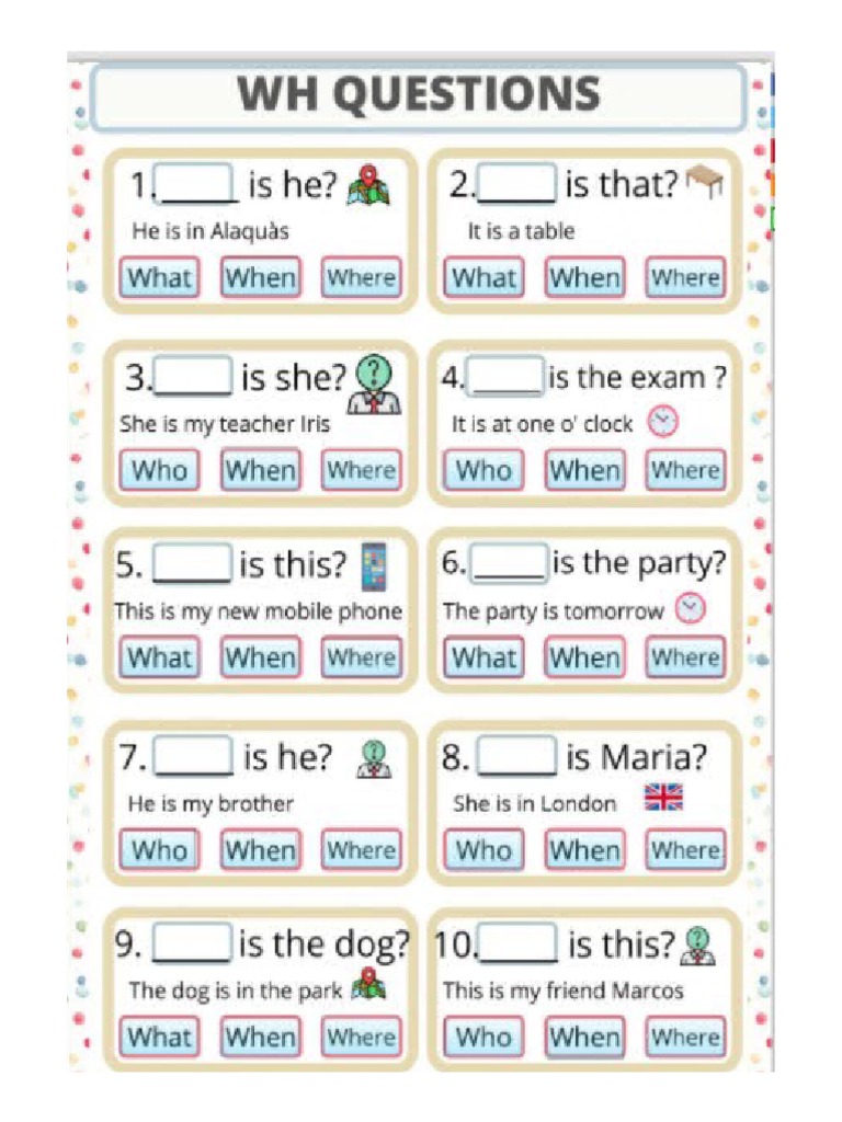 Worksheet WH Questions | PDF