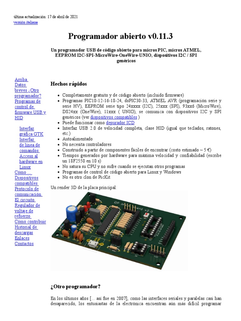 Open Programmer, Un Programador USB de Código Abierto para PIC, ATMEL AVR, I2C-SPI-MicroWire ...