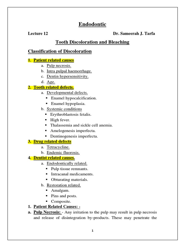 Endo Lec. 12 5th Class | PDF | Tooth Enamel | Dentin