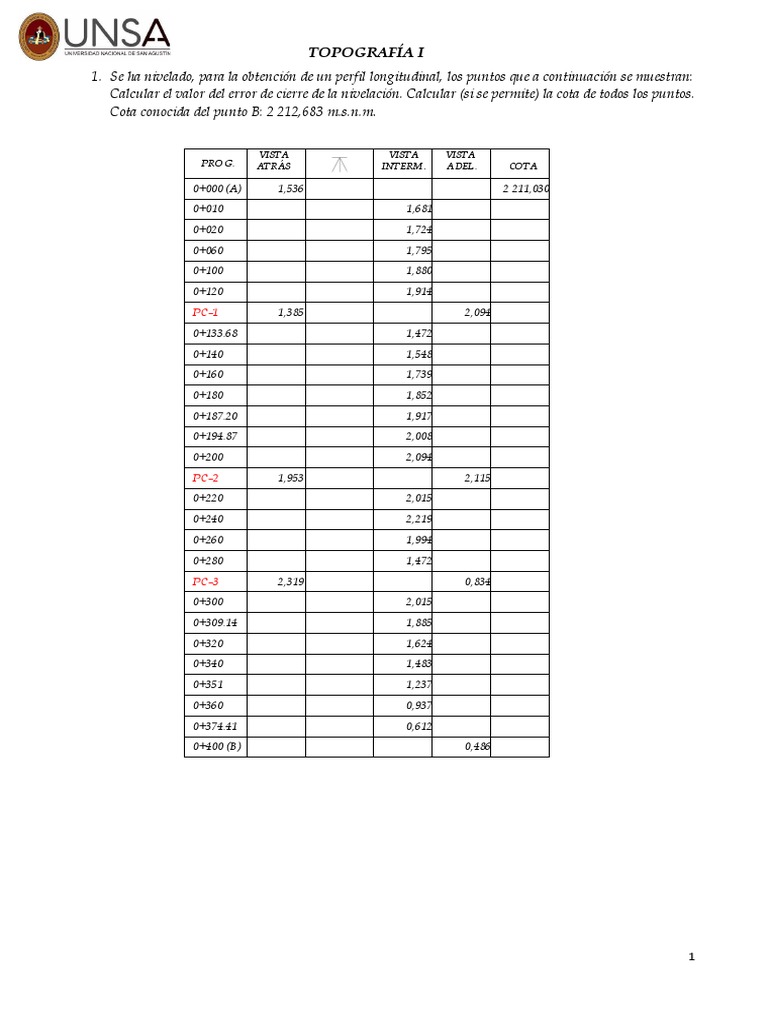 Ejercicio Perfil Longitudinal | PDF