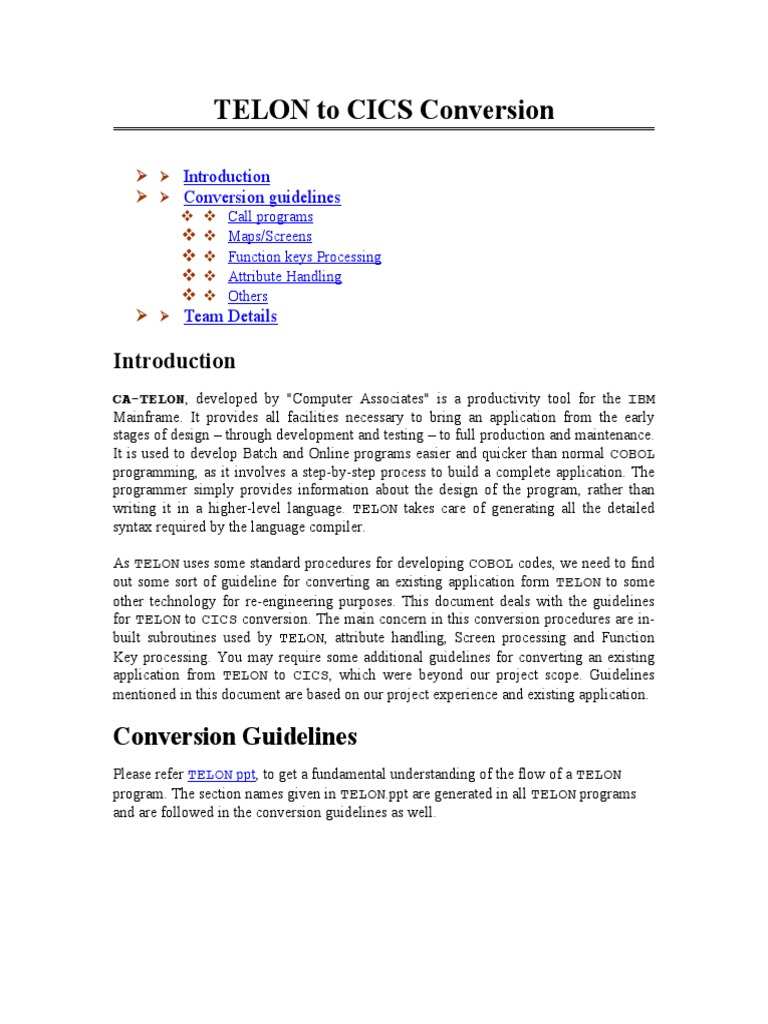 TELON To CICS Conversion | PDF | Subroutine | Systems Engineering