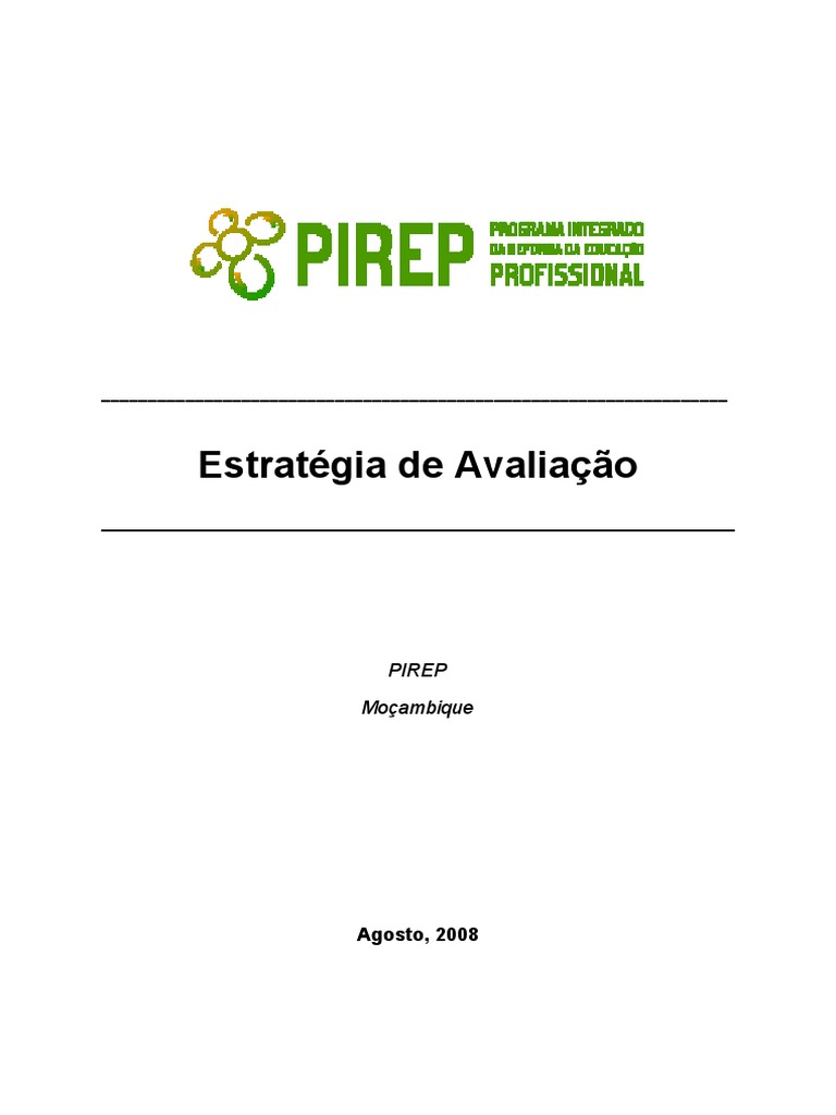 Estrategia de Avaliacao Pirep 2012 Velasco | PDF | Desenvolvimento ...
