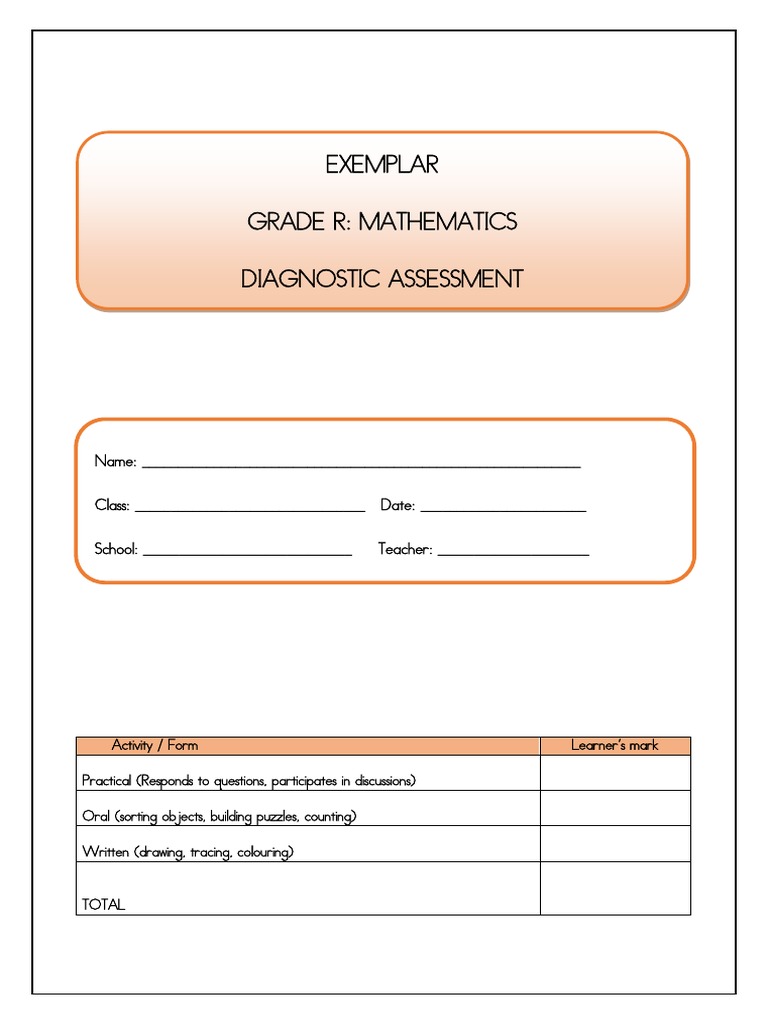 Grade R Mathematics Diagnostic Assessment | PDF | Educational ...