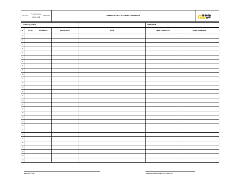 Co-F-12 Formato Planilla Control de Camion | PDF