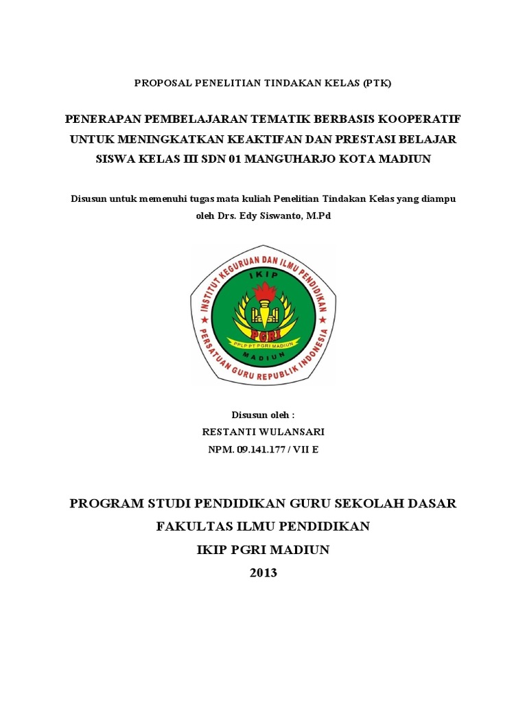Proposal PTK Kelas 3 SD | PDF