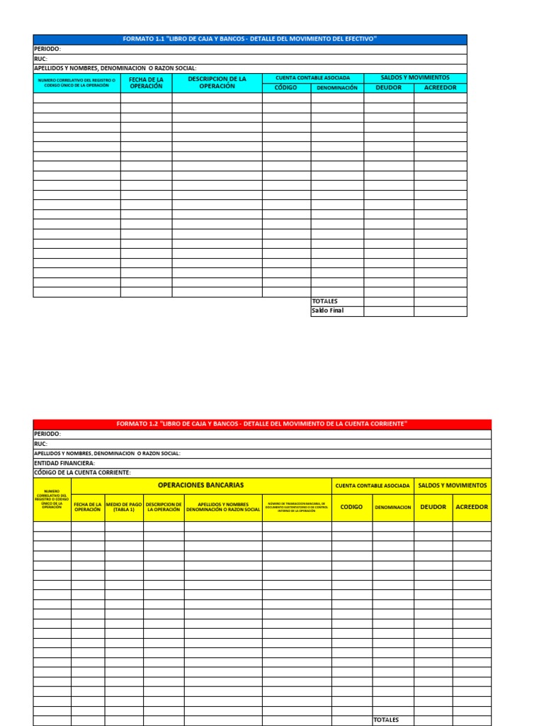 Formatos Contables para Libros de Caja y Bancos | PDF | Compartir ...
