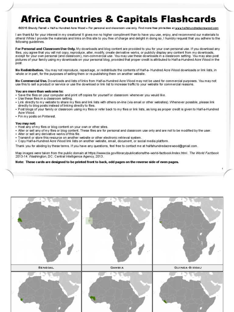 Africa Countries & Capitals Flashcards | PDF | Computing And ...