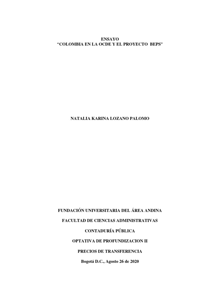 Colombia y el Proyecto BEPS de la OCDE | PDF | Economía mundial ...