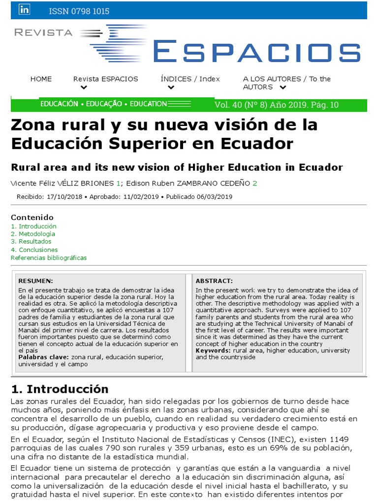 Educación en Zonas Rurales Del Ecuador | PDF | Ecuador | Educación más alta