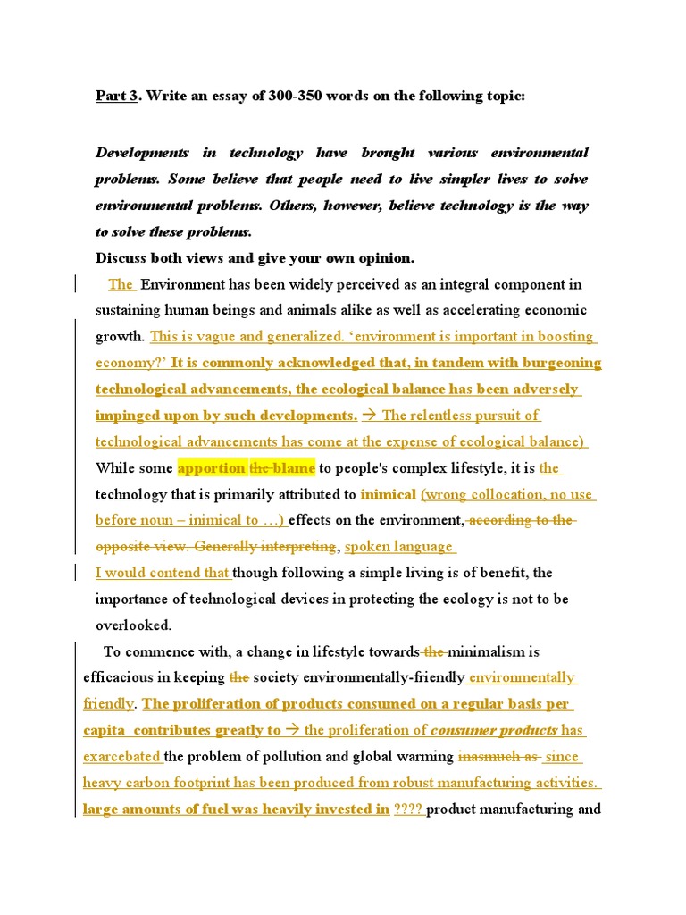 Part 3. Write An Essay of 300-350 Words On The Following Topic | PDF ...