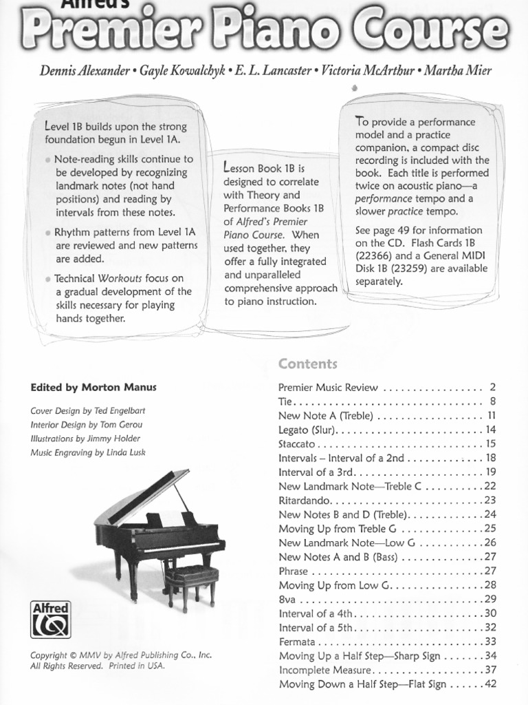 Alfreds Premier Piano Course Lesson 1B | PDF