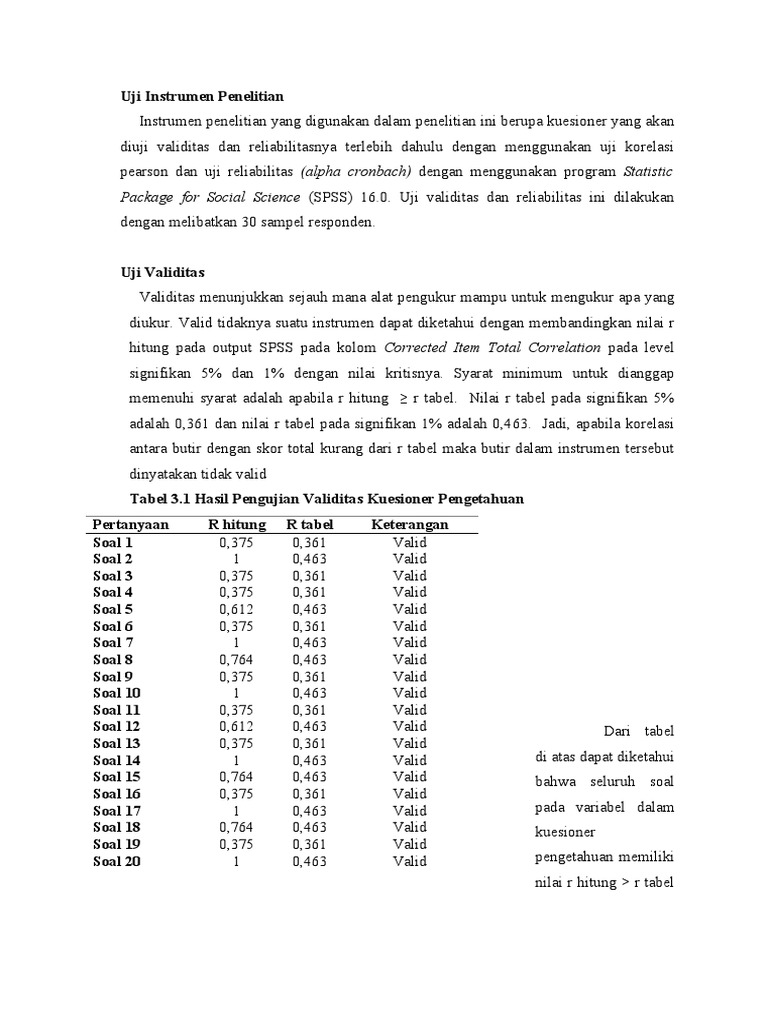Uji Instrumen Penelitian | PDF