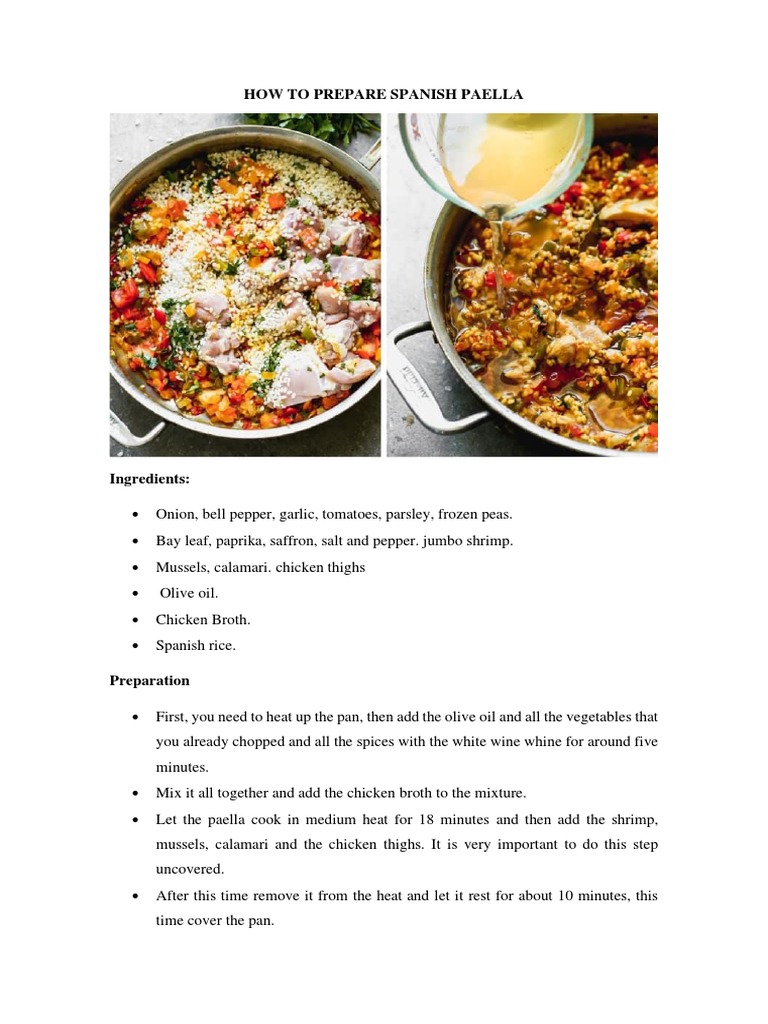 How To Prepare Spanish Paella | PDF
