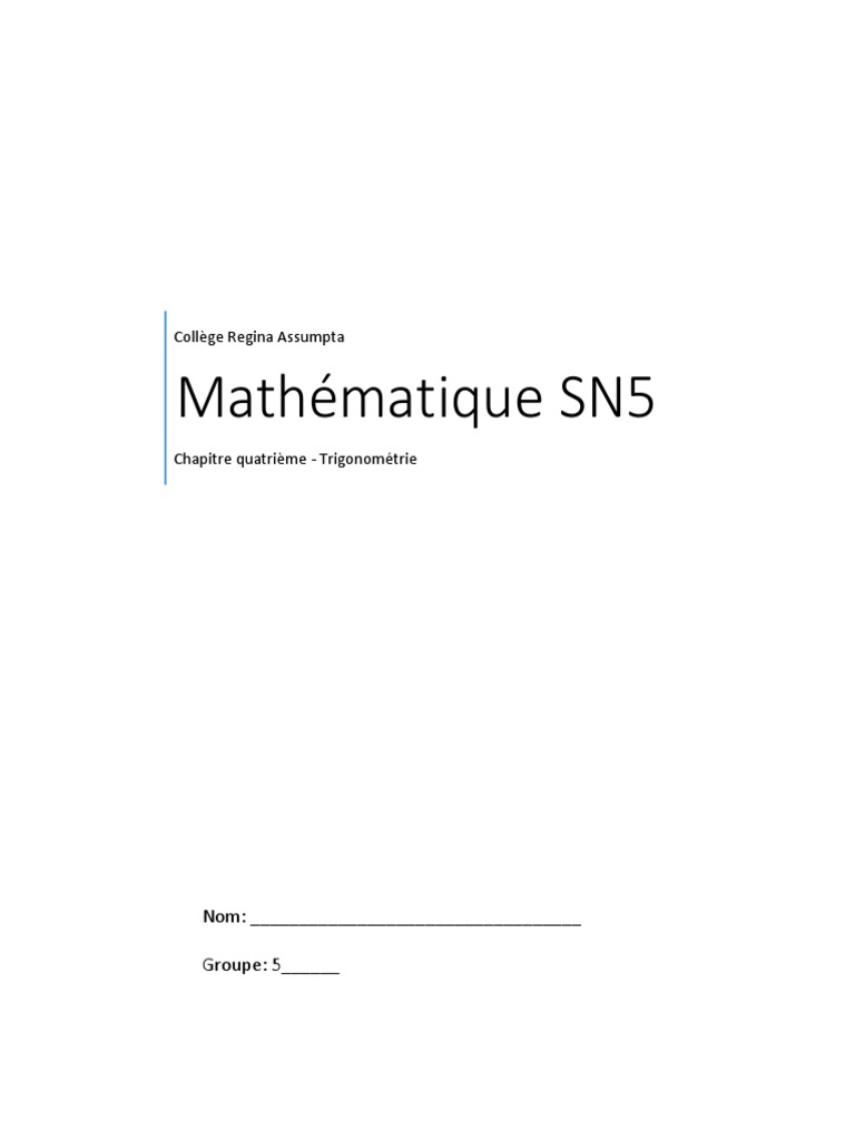 Trigonométrie pour Étudiants SN5 | PDF | Fonction trigonométrique | Angle