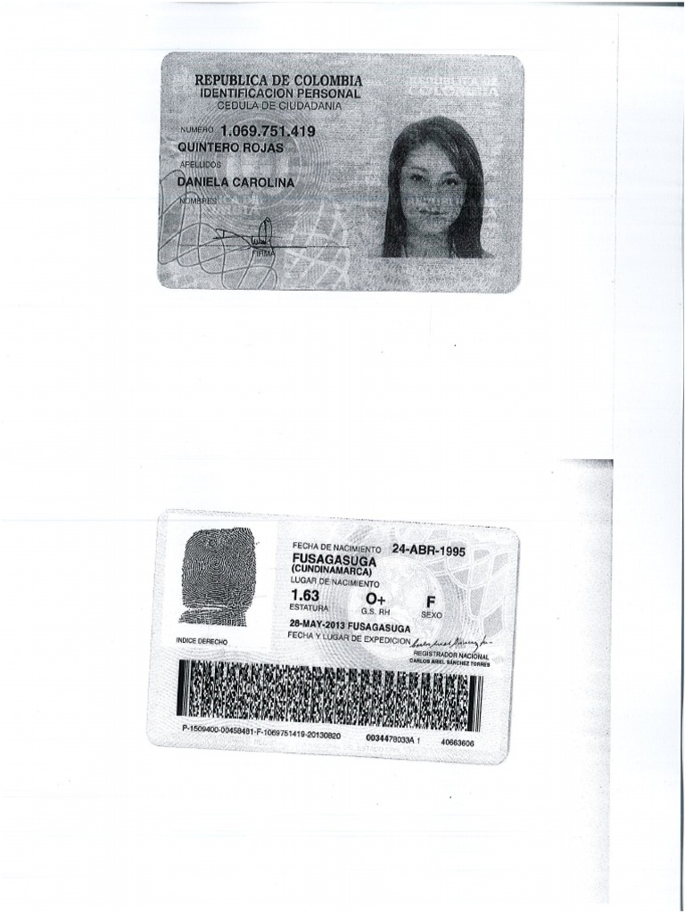 Cedula Daniela Carolina Quintero | PDF