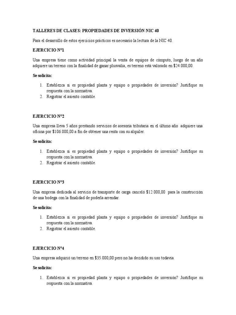 Casos Practicos Propiedades de Inversión | PDF | Contabilidad | Inversiones