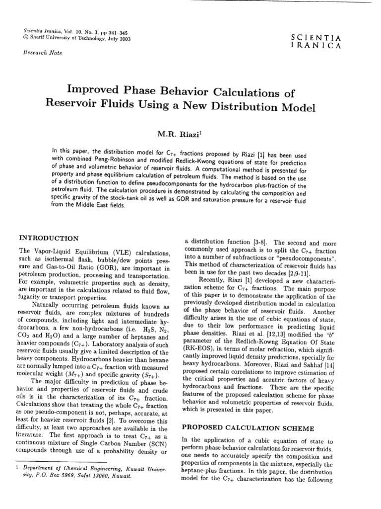 Phase Behavior of Reservoir Fluids | PDF
