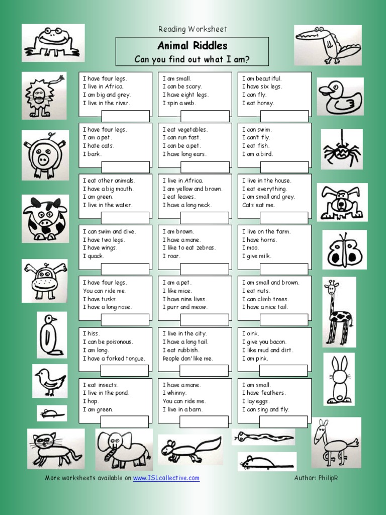 Animal Riddles 1 Easy Fun Activities Games 716 | PDF | Zoology | Nature
