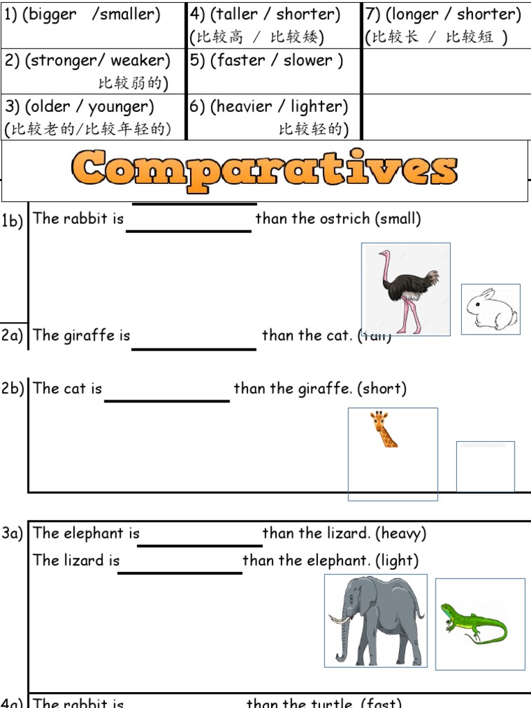 Comparatives Worksheet | PDF