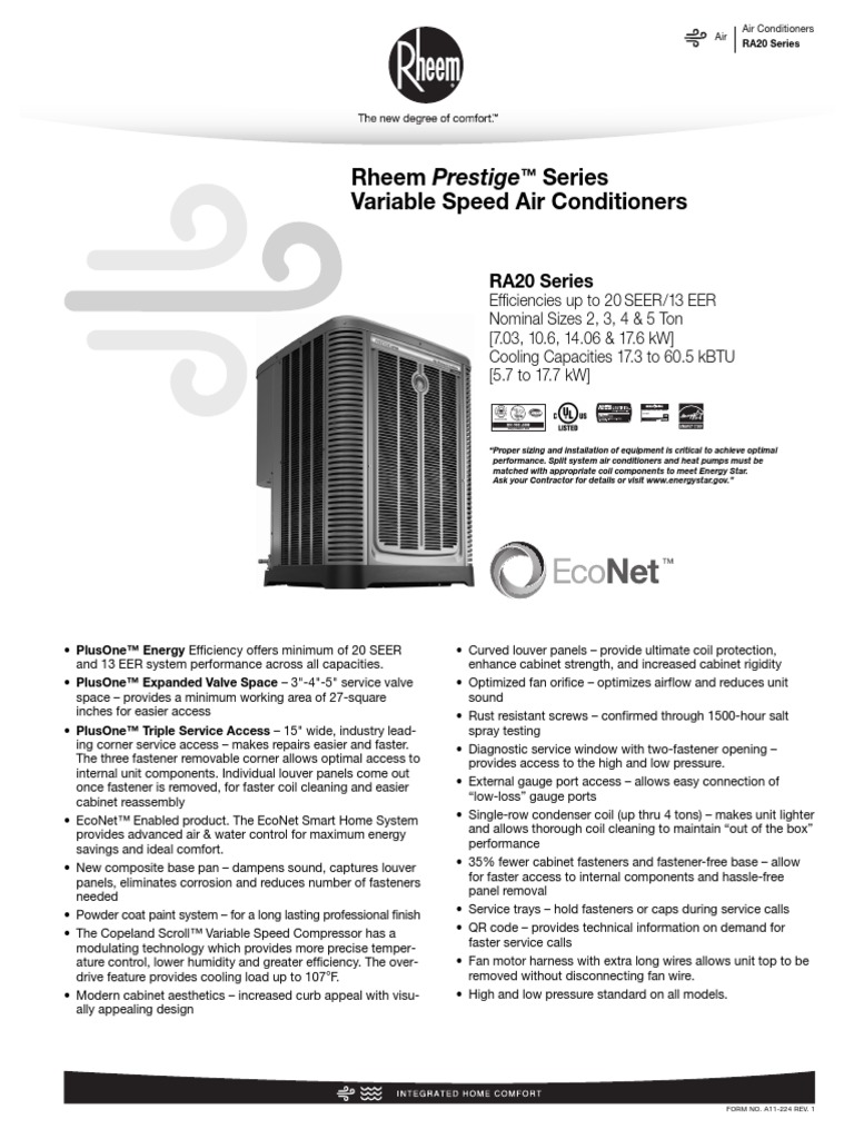 Rheem Ra2060ajvcb Article 1405358021530 en Ss | PDF | Air Conditioning ...
