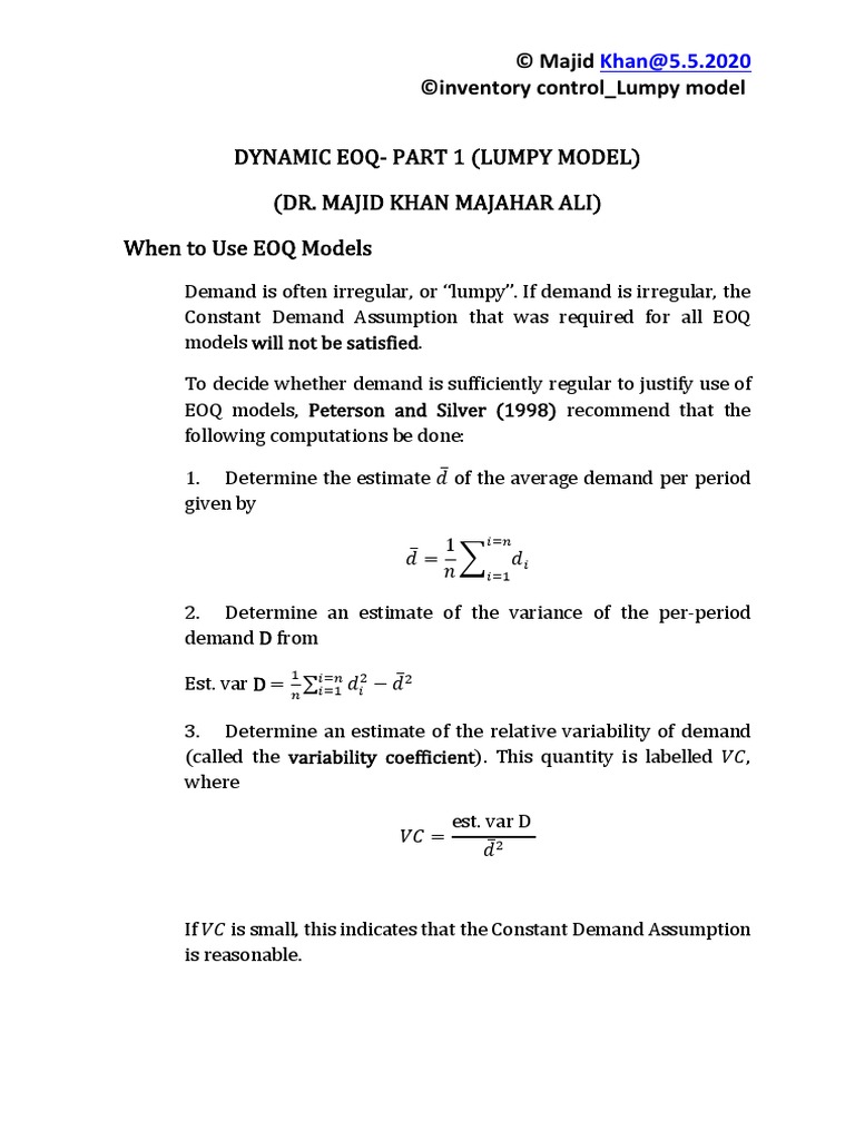 Lumpy Demand Models | Download Free PDF | Mathematical And Quantitative ...