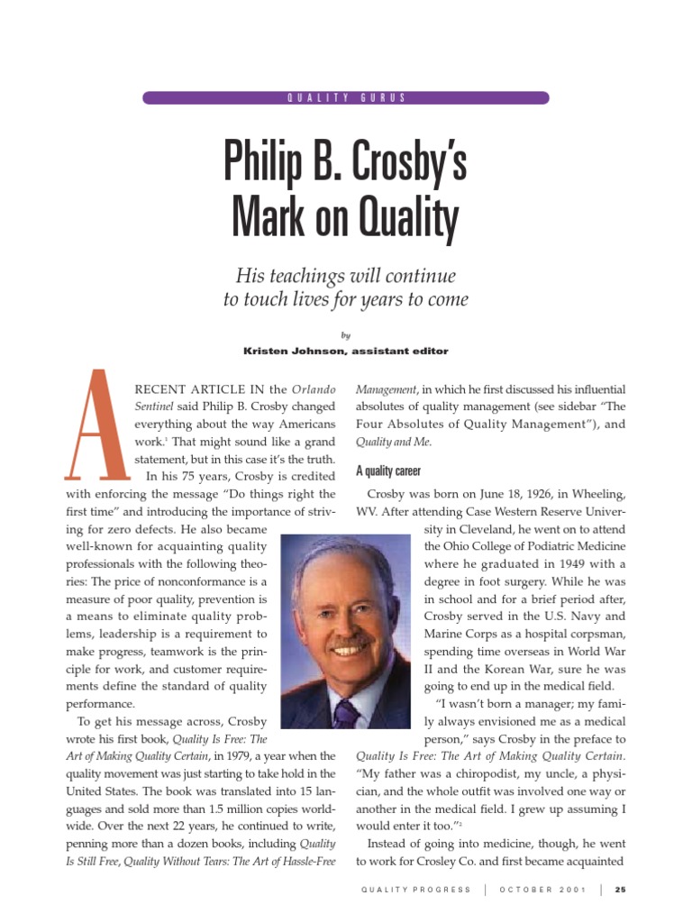 Quality Guru 01 - Crosby, Philip (qp1001) | PDF | Business