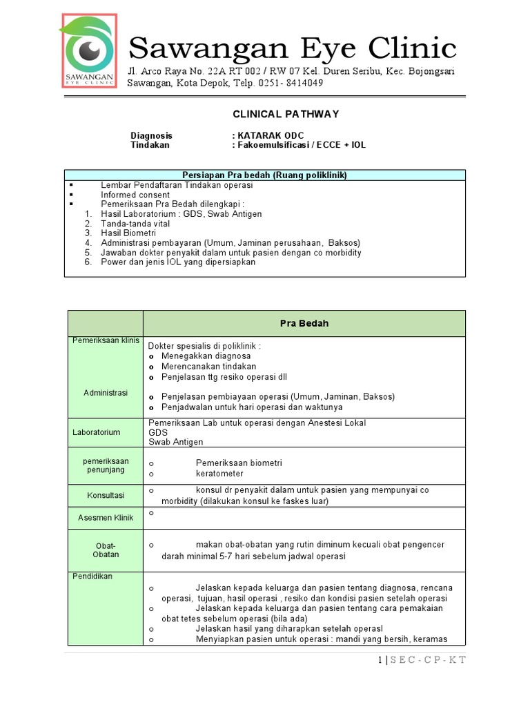 CLINICAL PATHWAY Katarak | PDF