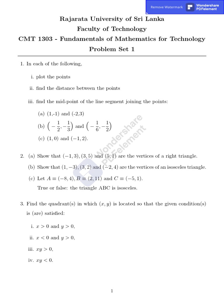 Maths Problem Sets and Answers | PDF | Circle | Trigonometric Functions