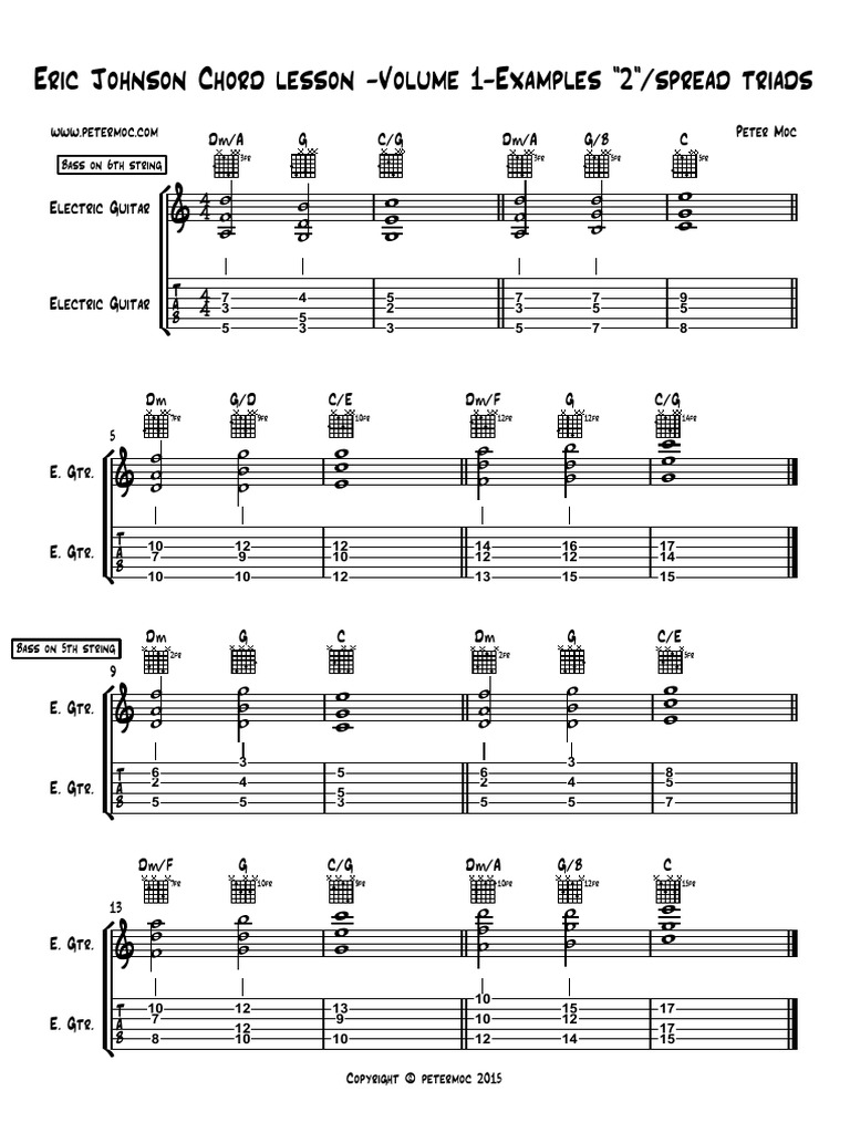 Eric Johnson Chord Lesson - Volume 1-Examples 2-Spread Triads - Full Score | PDF | Chord (Music ...
