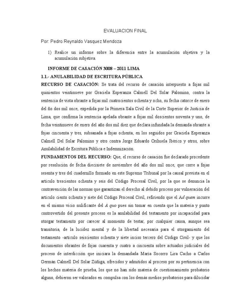 Evaluación Final Por Pedro Reynaldo Vasquez Mendoza | PDF | Voluntad y ...