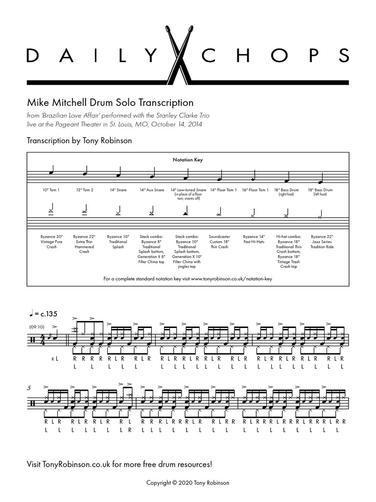 Mike Mitchell Drum Solo Transcription | PDF | Loisirs | Divertissement ...