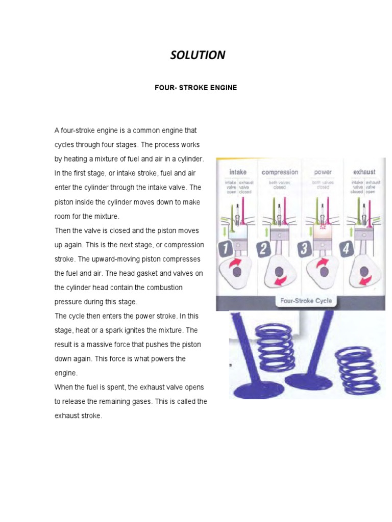 Four-Stroke Engine Explained | PDF | Internal Combustion Engine | Engines