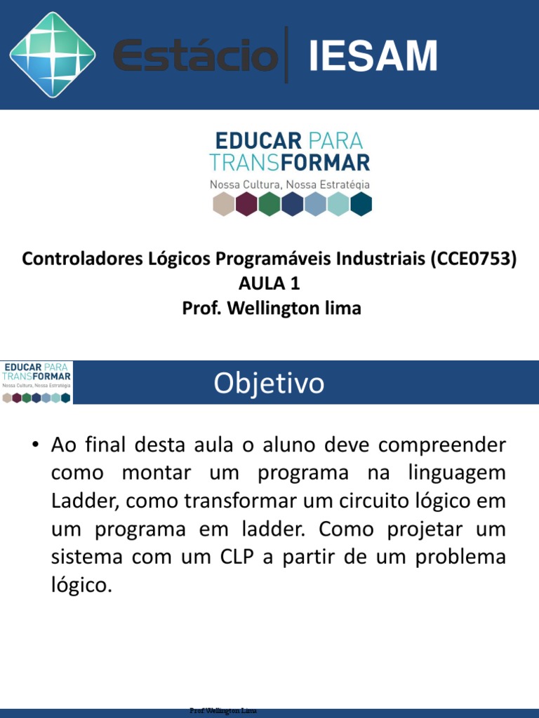 Aula 4 - Introdução A Linguagem Ladder | PDF | Controlador lógico ...