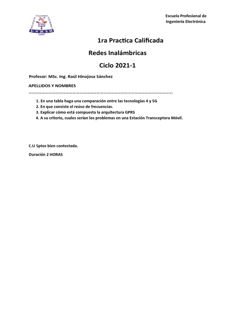 1ra Practica Calificada Redes | PDF