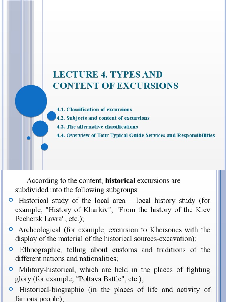 Lecture 4. Classification of Excursions | PDF | Bus | Transport